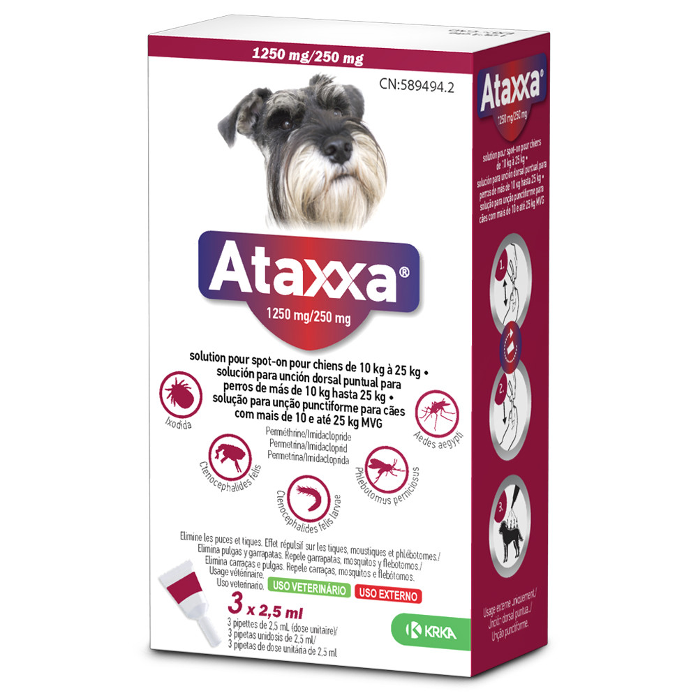 Pipetas antiparasitárias para cães de 10 a 25 kg - Ataxxa